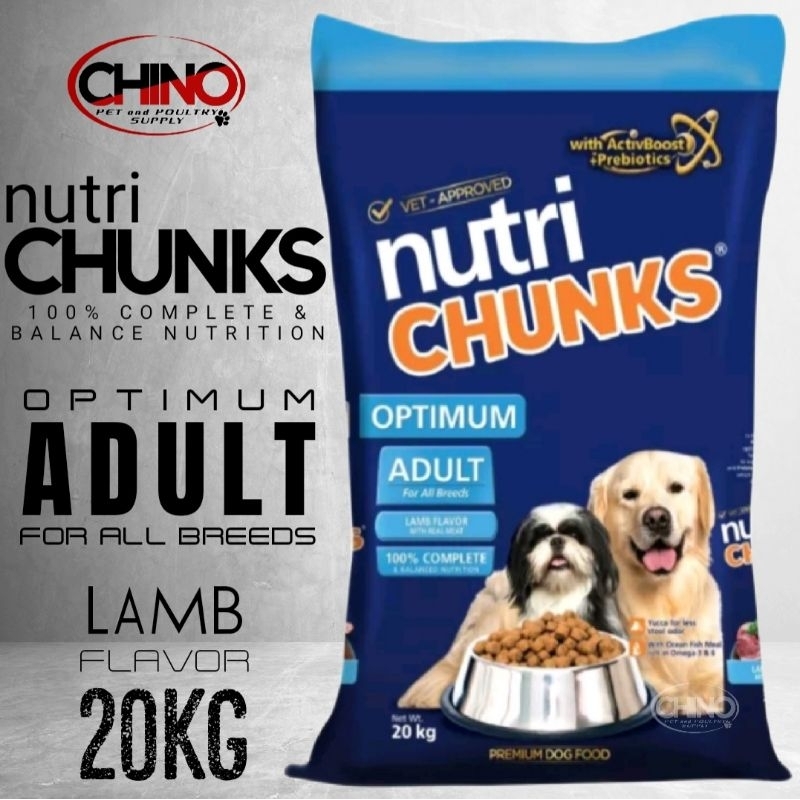 NUTRI CHUNKS OPTIMUM ADULT - LAMB FLAVOR - 20KG BAG | Shopee Philippines