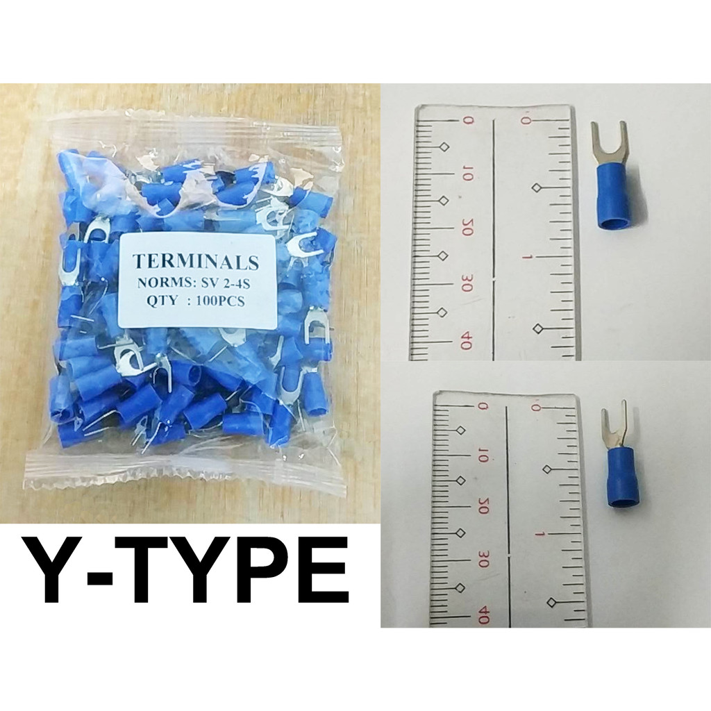 INSULATED TERMINAL LUG 16-14 AWG ( SV 2-4S ) V2-4Y BLUE FORK TYPE SV 2 ...