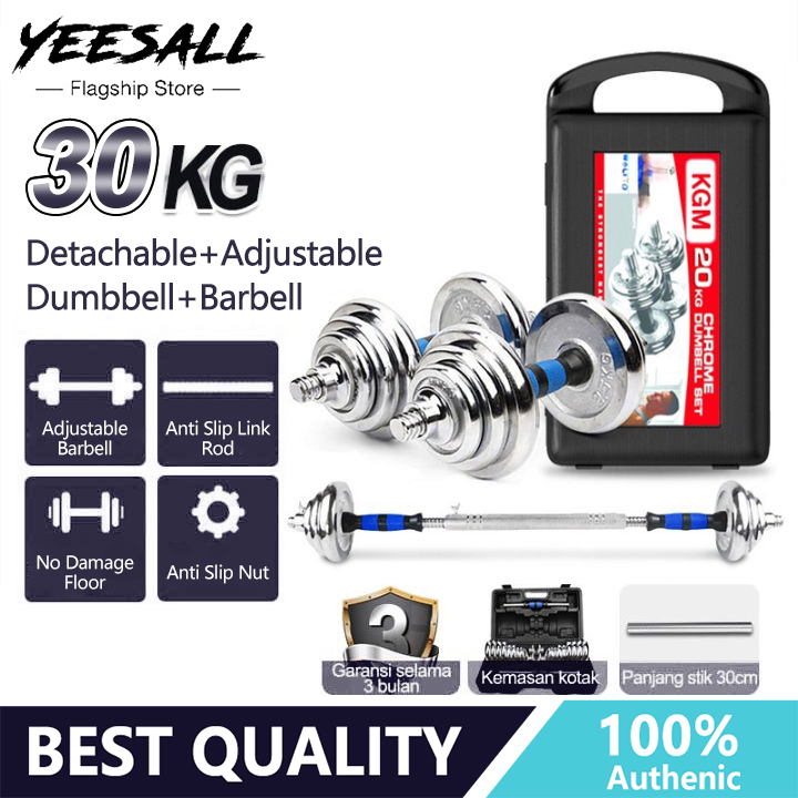Dumbbell 30/20/15/10KG Electroplated dumbbell Set barbell 3 in 1 With ...