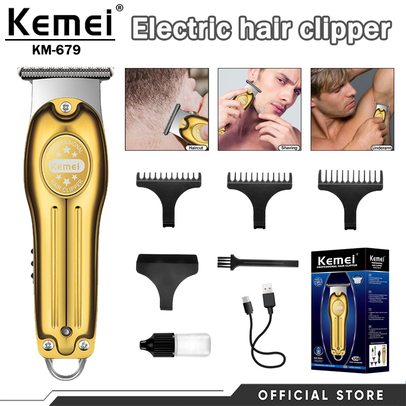 Kemei Metal Body Mini Hair Clipper for Men Adjustable Electric Rechargeable Beard Km-679 ...
