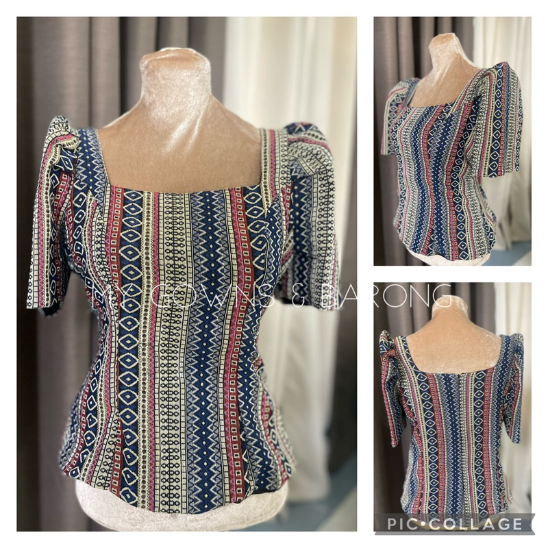 MODERN FILIPINIANA BLOUSE (Aztec design) | Shopee Philippines
