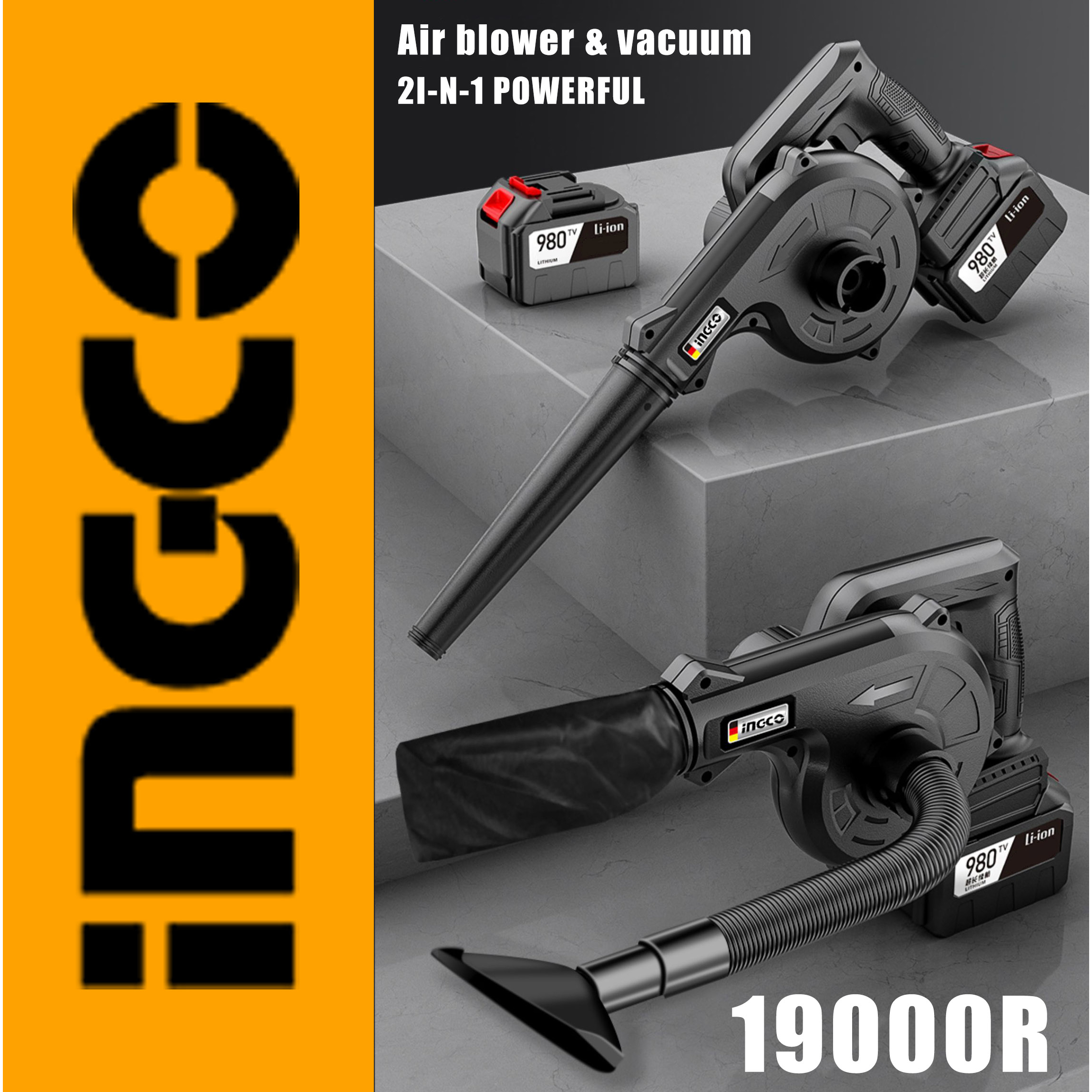 INGCO Cordless Blower 1800W Air Blower 2 in 1 Electric Blower PC Blower ...