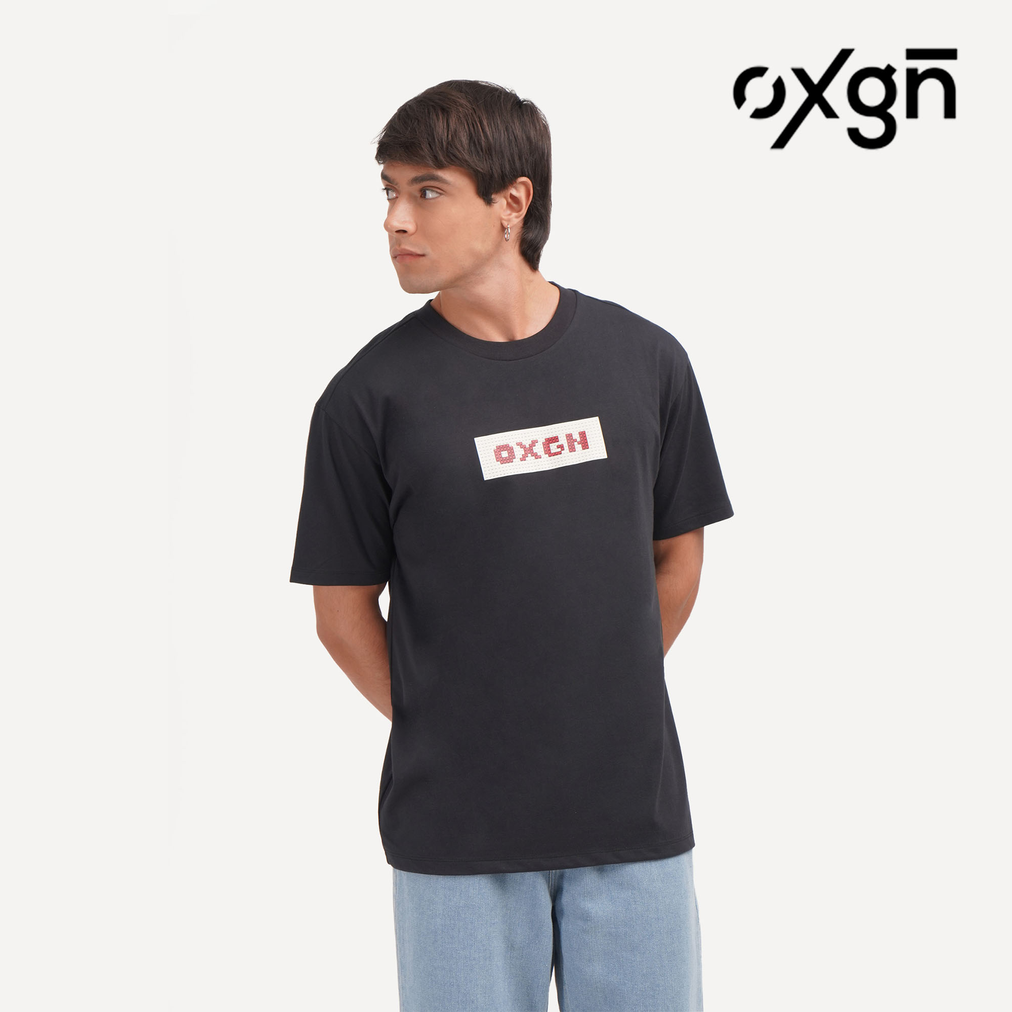 OXGN Logo Regular Fit Graphic T-Shirt With Special Print For Men (Black ...
