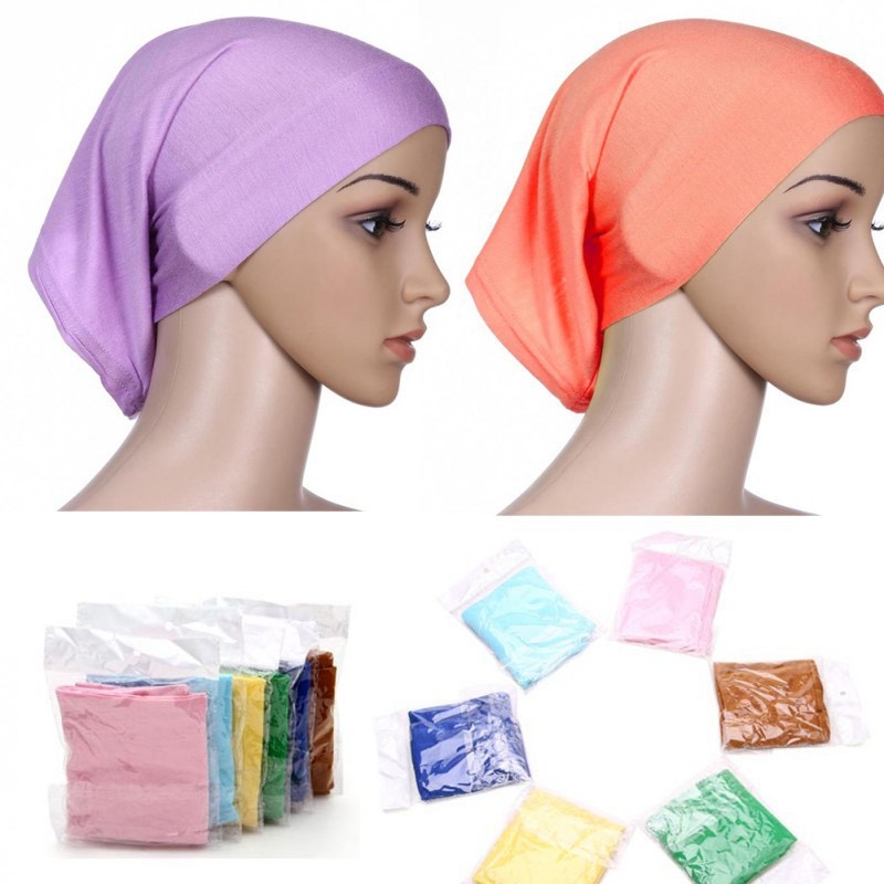 Hijab Caps #MSL010 Muslim stretch Turban cap Islamic Underscarf Bonnet ...
