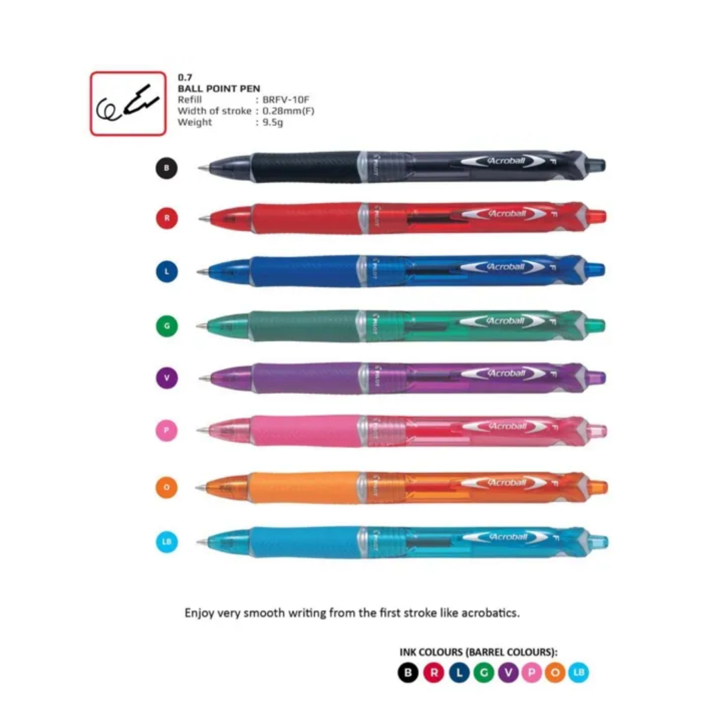Pilot Acroball Colored Ballpen retractable BPAB-15F | Shopee Philippines