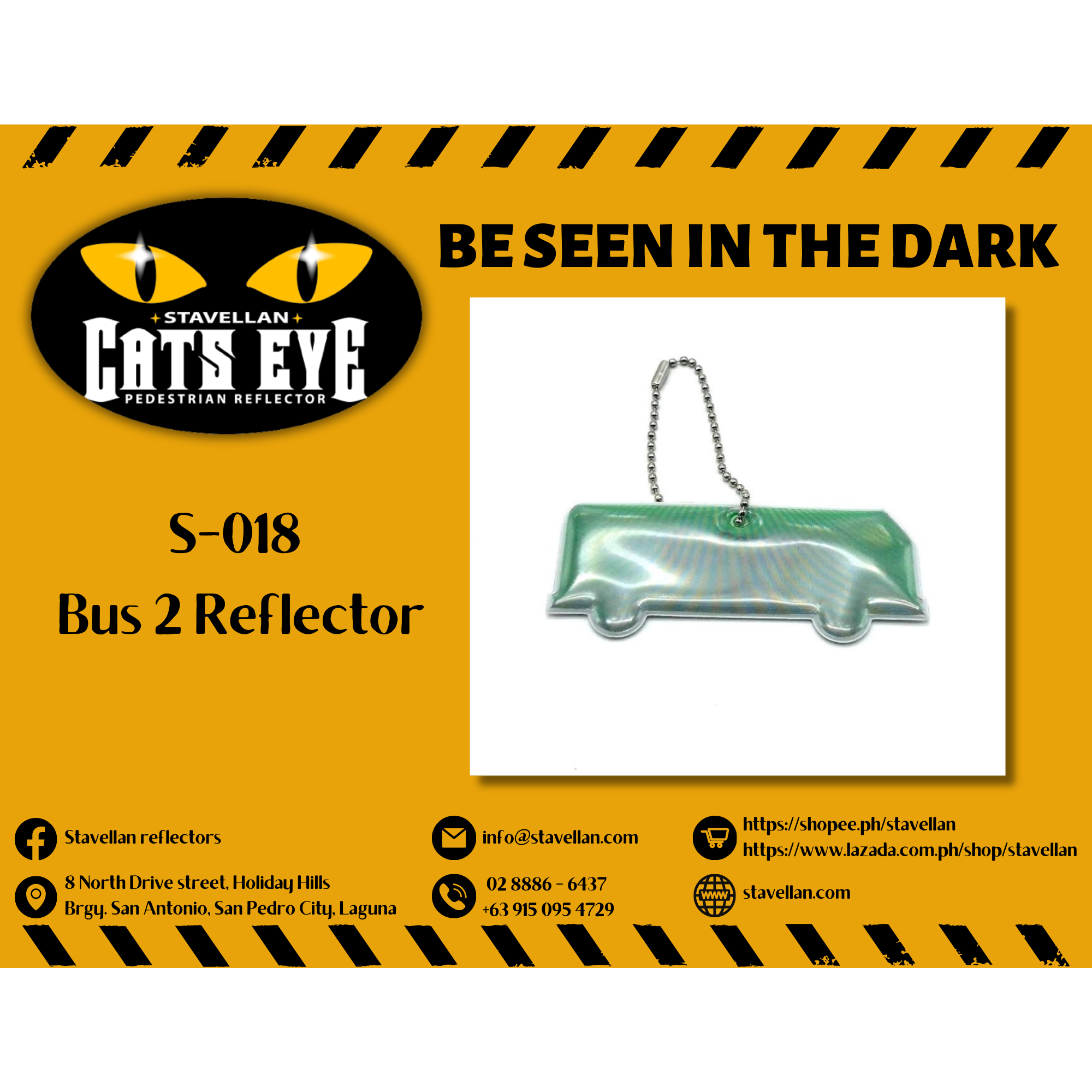 S-018 Bus 2 Reflector, excellent device for traffic safety when walking ...