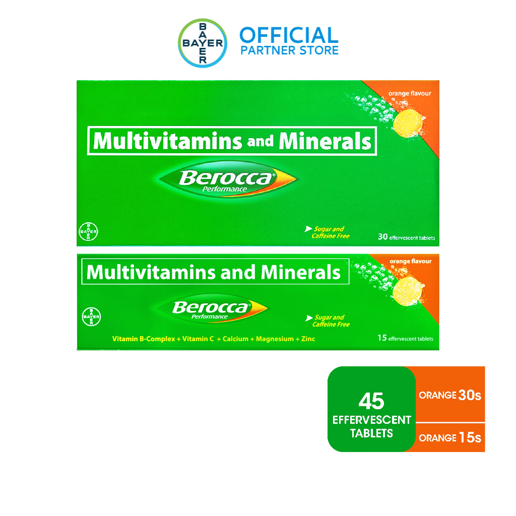 BEROCCA® (Orange) Performance Multivitamins + Minerals Effervescent ...
