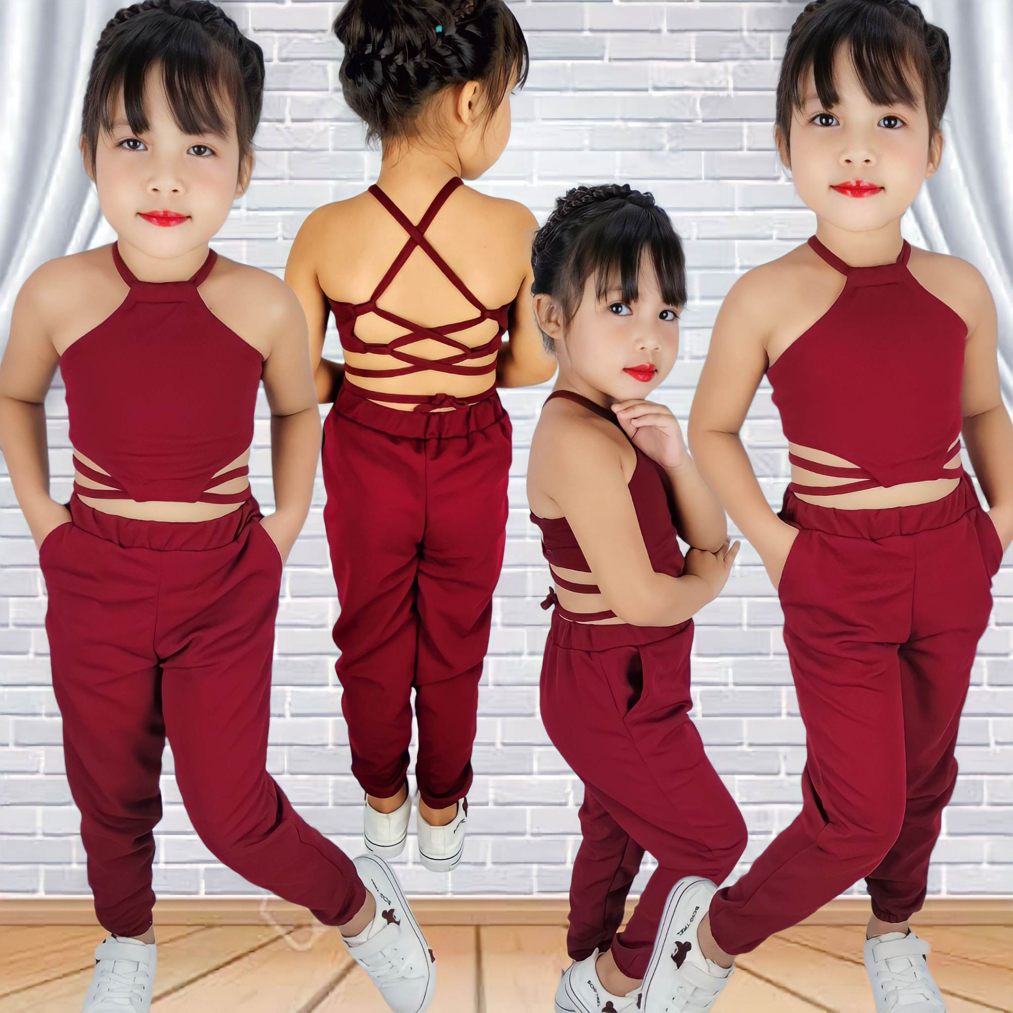 VALEN FIT 3-5 YEARS OLD KIDS TERNO CRISSCROSS CROPTOP AND JOGGER PANTS ...