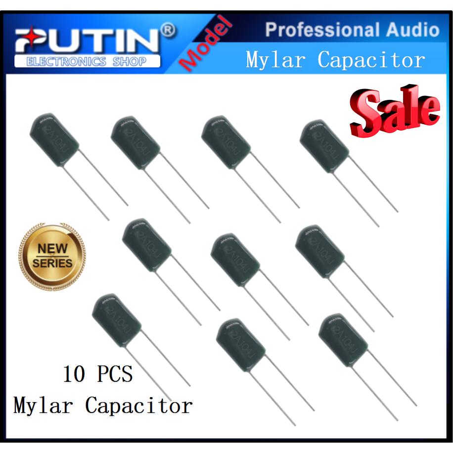 The 10Pcs (polyester capacitor) Mylar Capacitor 2A104J for mic input ...