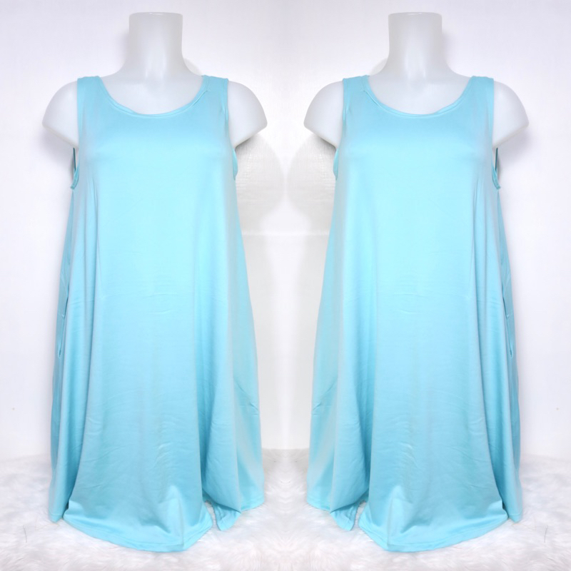 Plus Size Plain Regular Sleeveless Sando Dress With Pockets|Fits M to ...