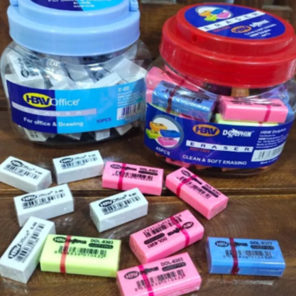 DOLPHIN ERASER, ASSORTED COLOR 30's / tub AND BLUE COLORS 50PCS/TUB ...