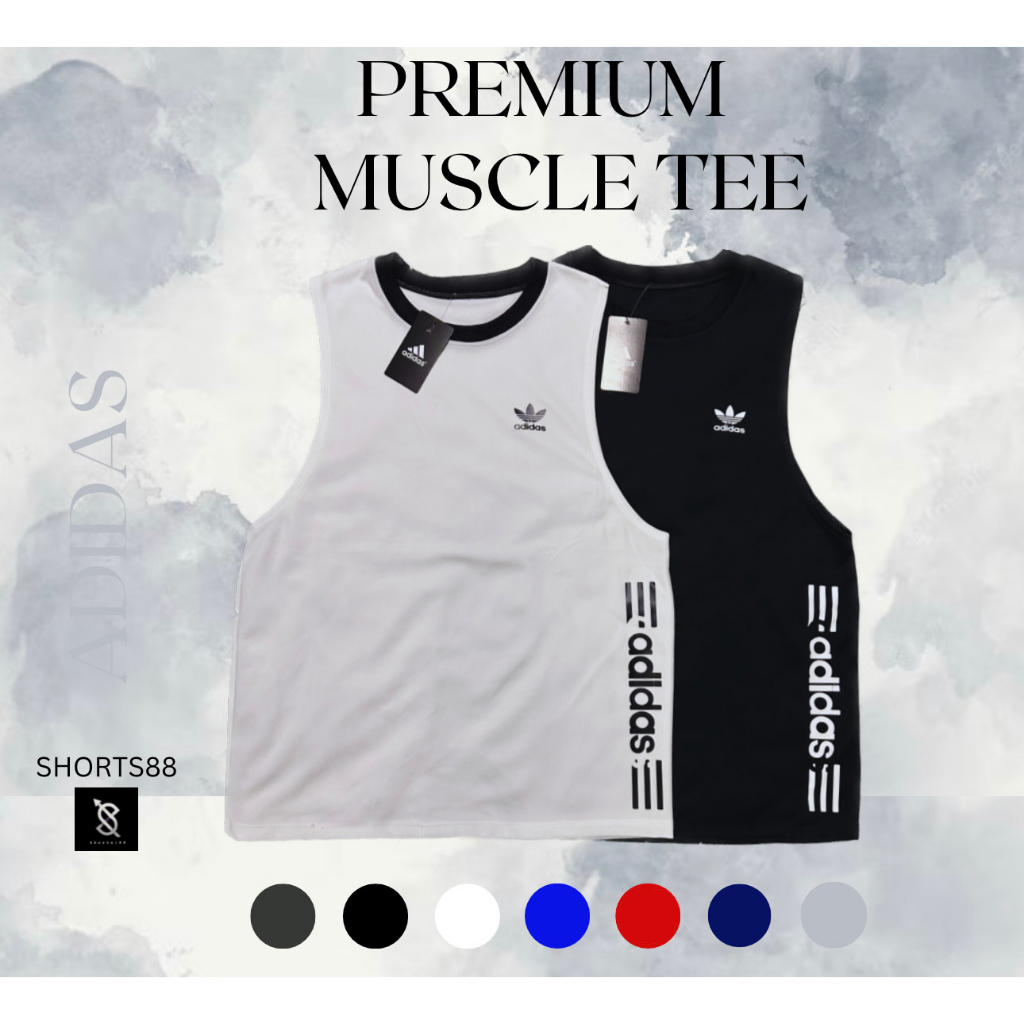 Adidas Muscle Tee Sando, Gym Sando, Sando for Men (Quality) | Shopee ...
