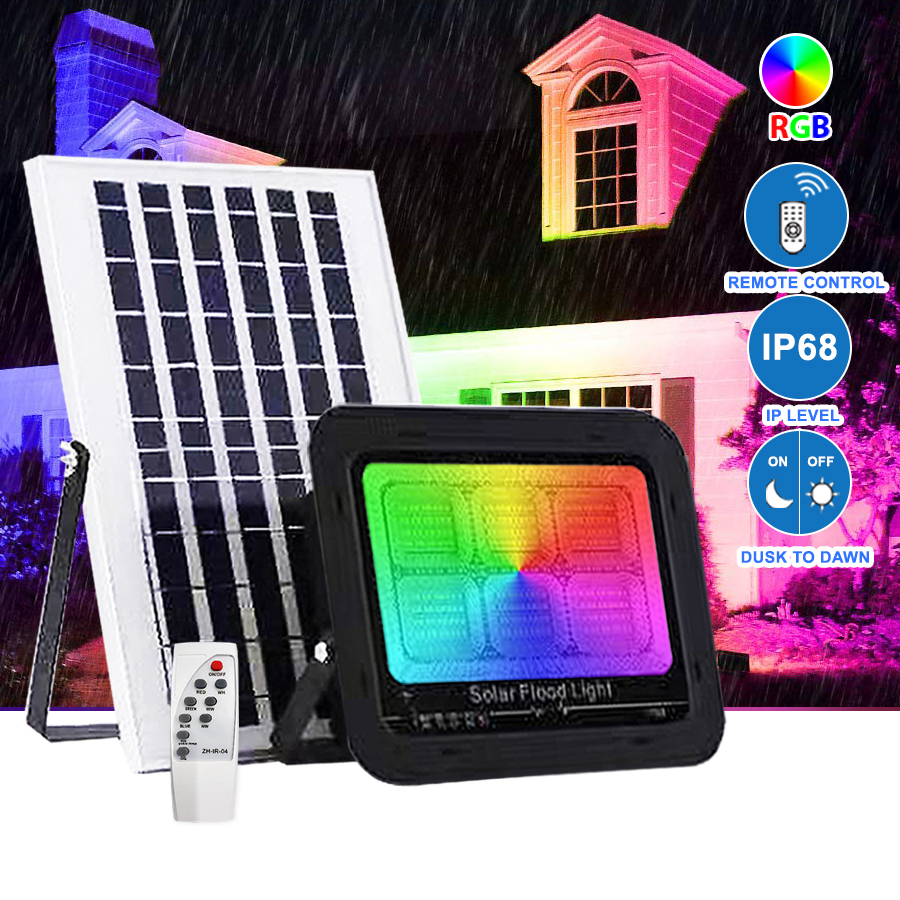BNN RGB Solar Floodlight Outdoor Decoration Lights Garden Spotlights ...