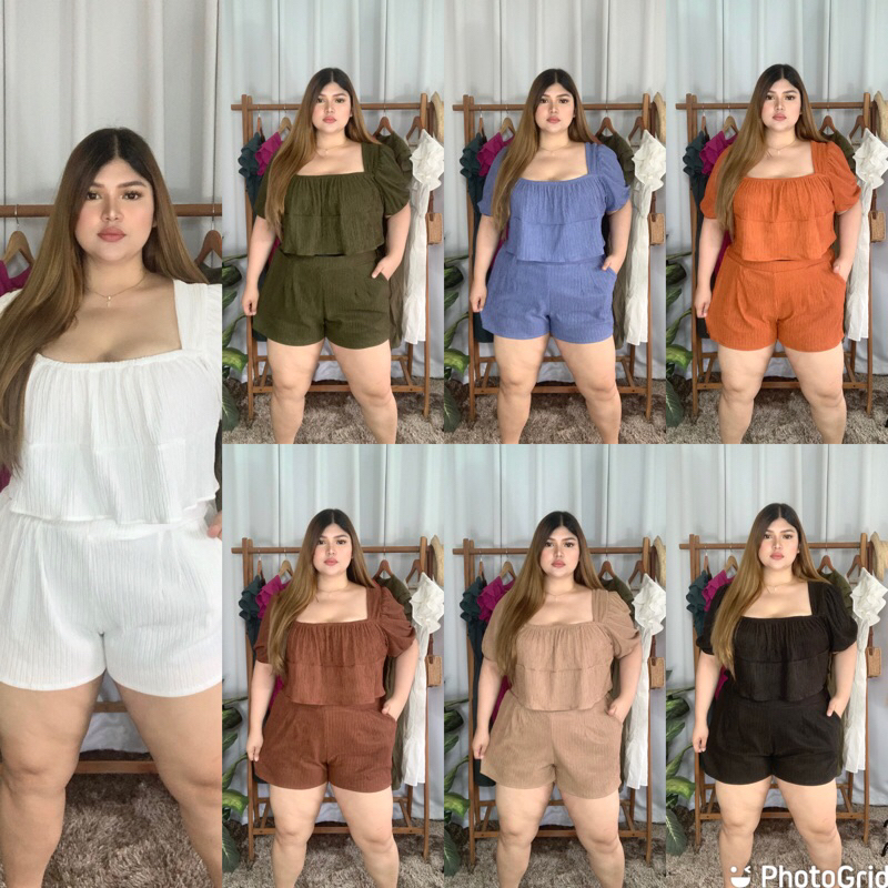 PLUS SIZE : NELLY TOP & SHORTS COORDINATES | Shopee Philippines