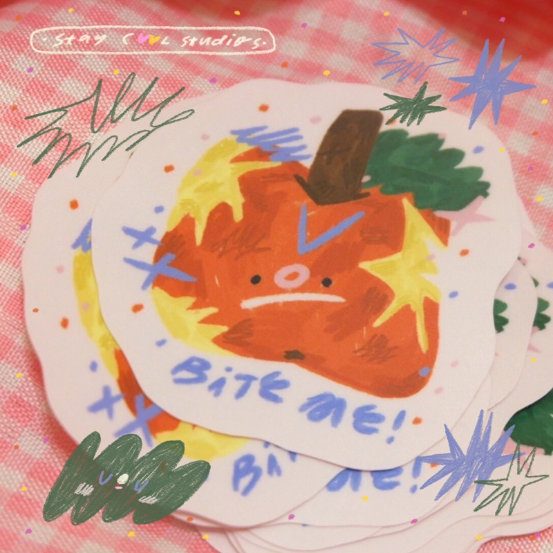 Bite Me (Apple) Jumbo Sticker | Laminated Waterproof Vinyl Sticker (1 ...