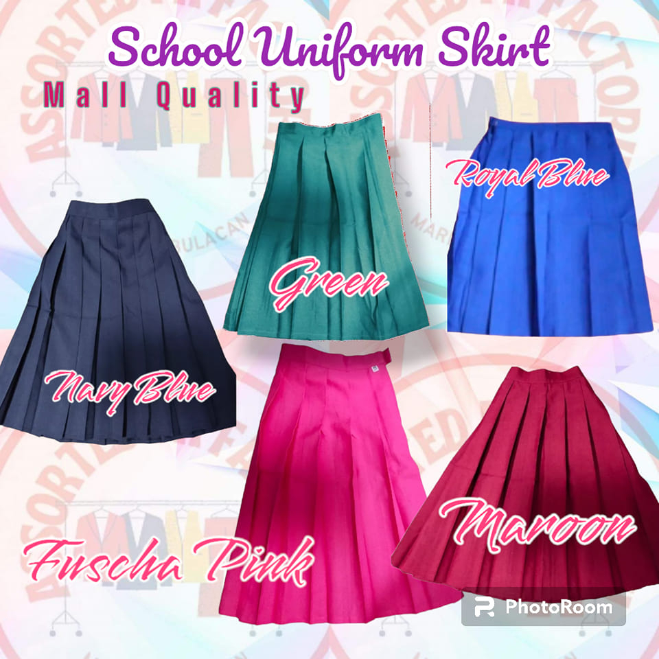 PALDA SKIRT SCHOOL UNIFORM FOR GIRLS// NAVY BLUE, MAROON, PINK, GREEN ...