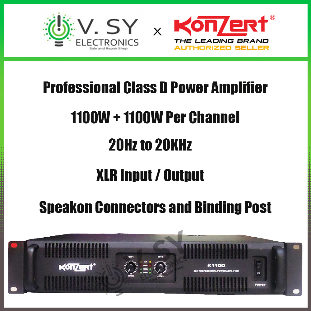 Original 2023 Konzert K250 / K1100 / K1300 Professional Power Amplifier 250W x 2 / 1100W x 2 ...