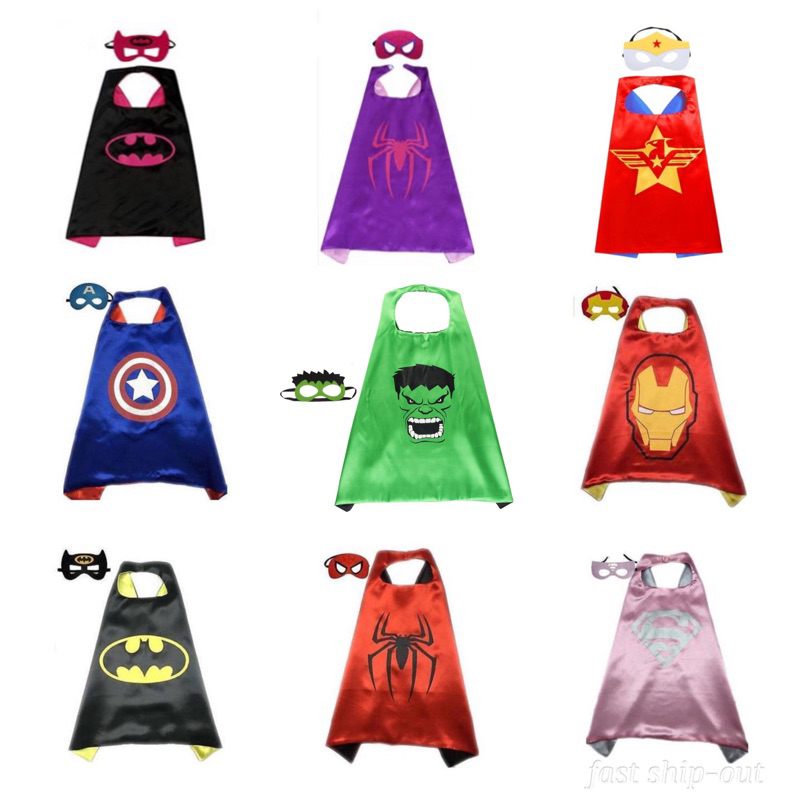 Superhero Cape Party Mask Avengers DC Batman Ironman Hulk Captain ...