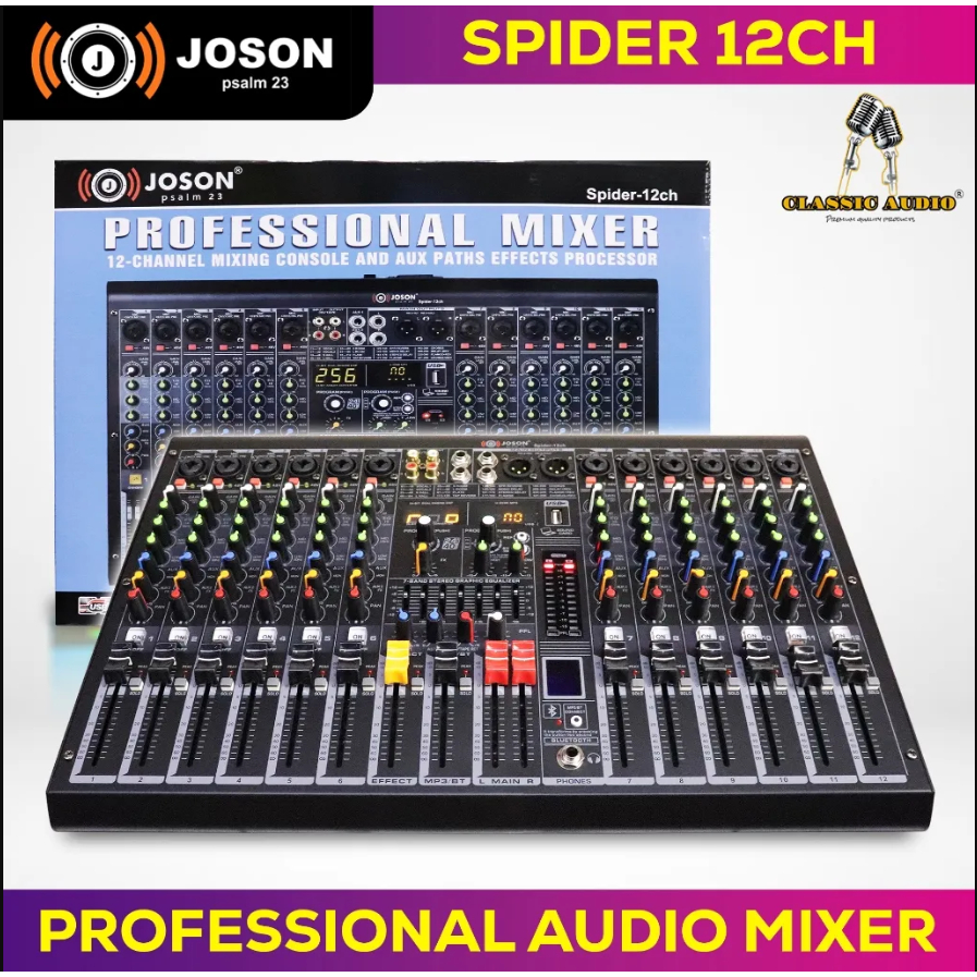 Joson Spider 12 Channel Professional Audio Mixer with +46V Phantom ...