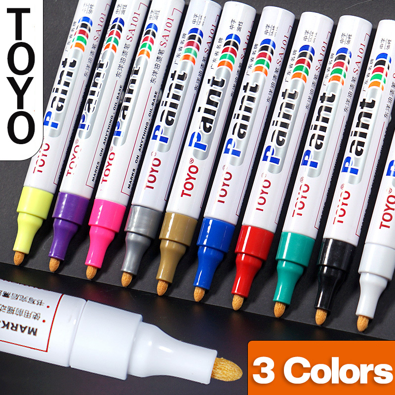 JHSY 3 Colors Motorcycle Waterproof Rubber Permanent Paint Marker Pen ...