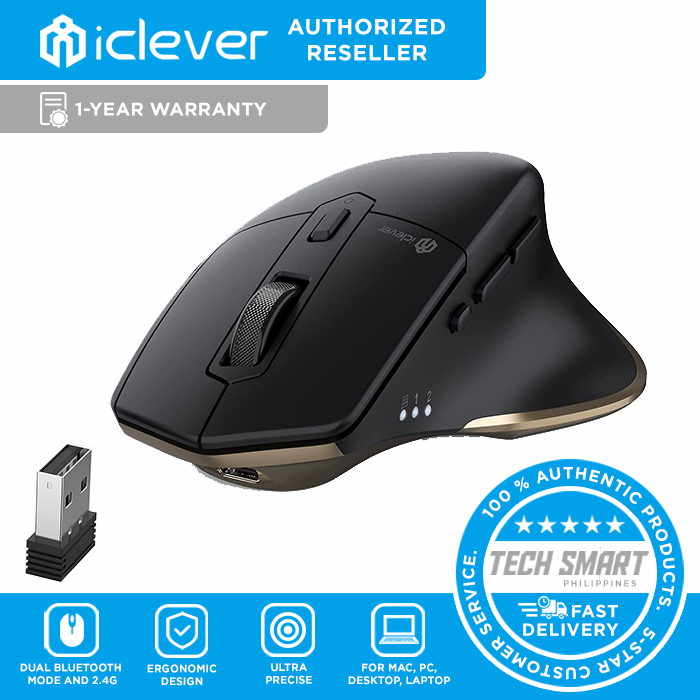 iClever Bluetooth Mouse, Rechargeable Ergonomic Mouse, Wireless Mouse ...