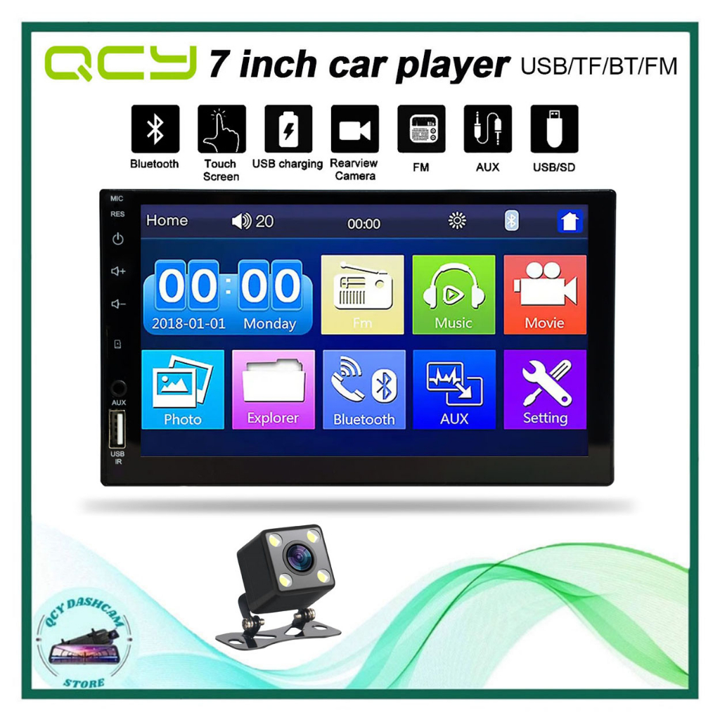 QCY Car Radio 2Din Universal 7 HD IOS/Android Car MP5 Multimedia Player ...