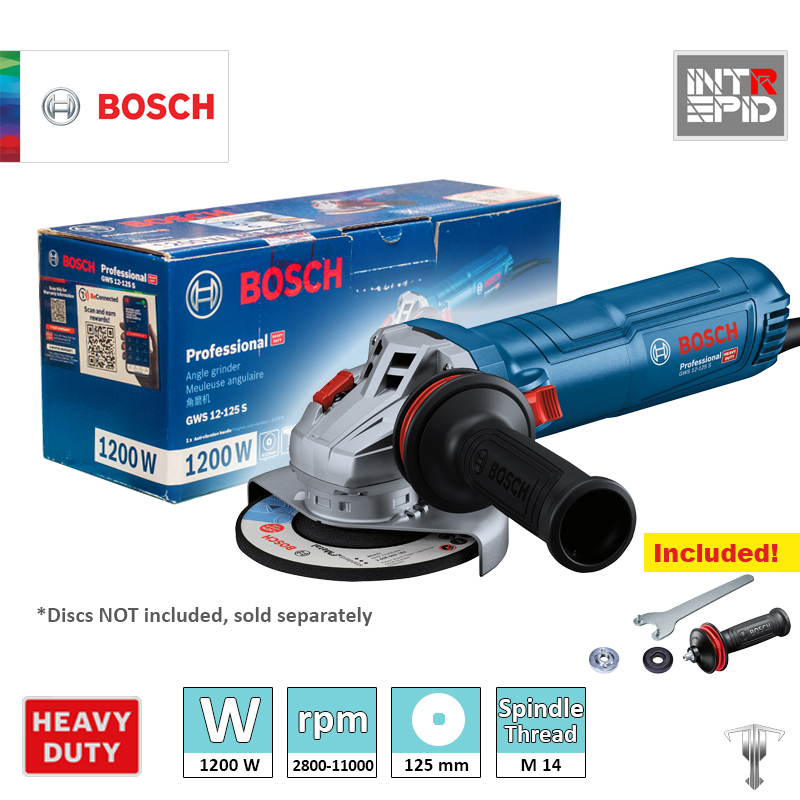 Bosch GWS 12-125 S Professional 1200 W Angle Grinder 5" with Variable ...