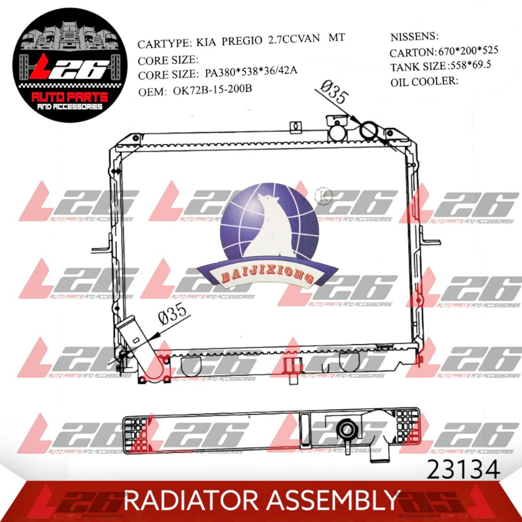 23134 Kia Pregio 2.7CC Van Radiator Assembly M/T PA36 2ROWS (Polar ...
