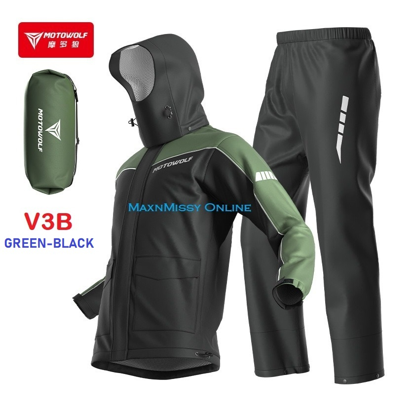 MOTOWOLF® V3B Raincoat UPGRADED Design / Raincoat and Pants w/ Attached ...