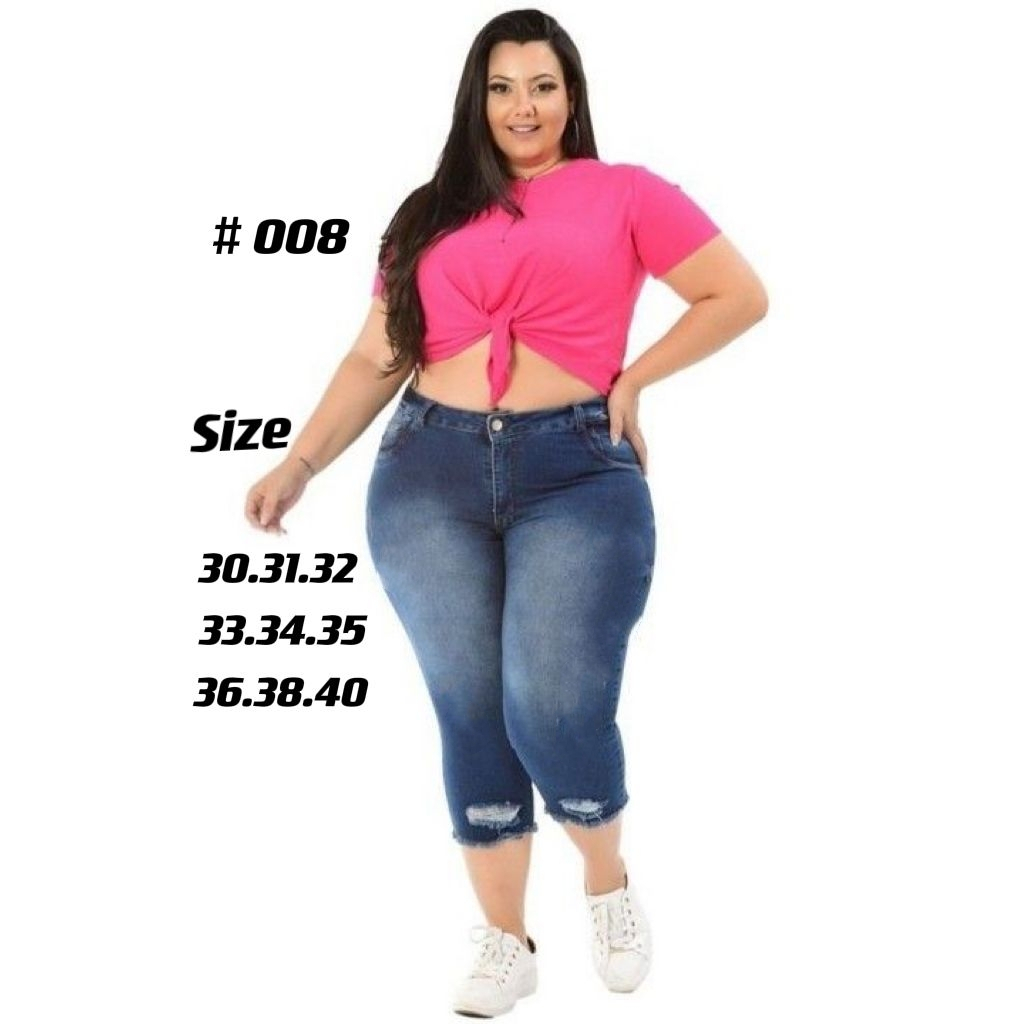008 HIGHWAIST RIPPED STRECHABLE PLUS SIZE DENIM TOKONG BIG SIZE | Shopee Philippines