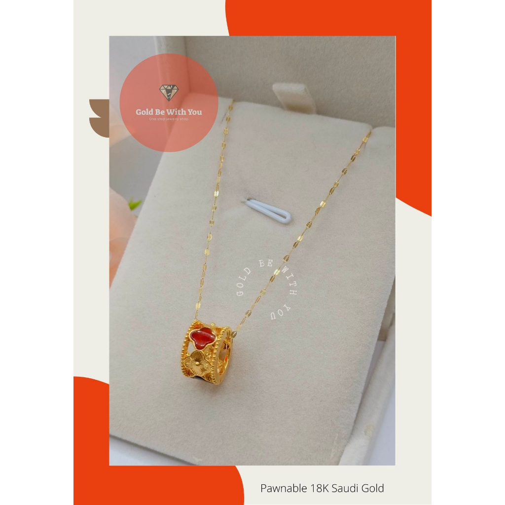 Pawnable 18k Saudi Gold SP Tri Barrel Pendant in Dancing Chain | Shopee ...