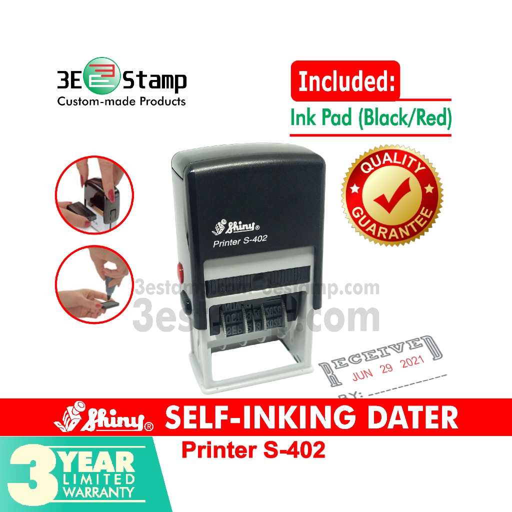 Shiny 402 / S402 / S-402 Self inking RECEIVED Stamp with Date [NEW ...
