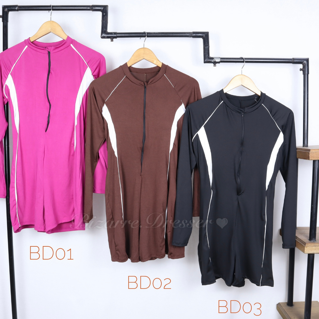 PLUS SIZE Bodysuit Rash Guard Swimsuit Plain Fits XL - 2XL - 3XL ...