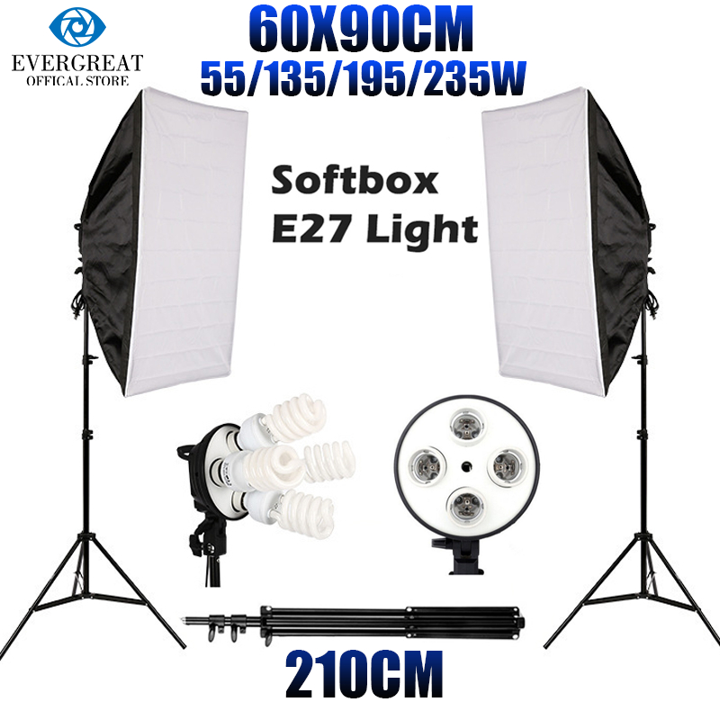 60X90cm Studio Softbox Light Kit With 4in1 E27 Lamp Holder Stand Photo ...