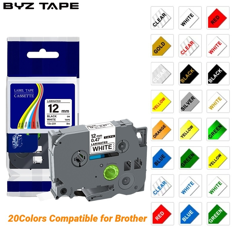 BYZ TAPE 20 Colors 12mm TZE231 TZe231 TZ231 Tze231 Laminated Label Tape ...