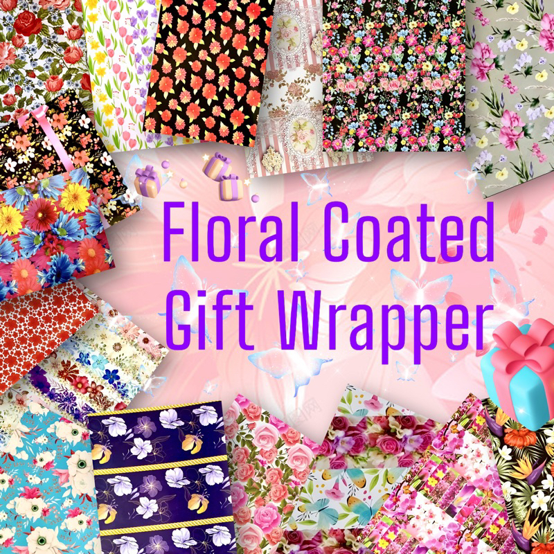 FSI - Coated Floral gift wrapper 10 pieces per pack per design | Shopee ...