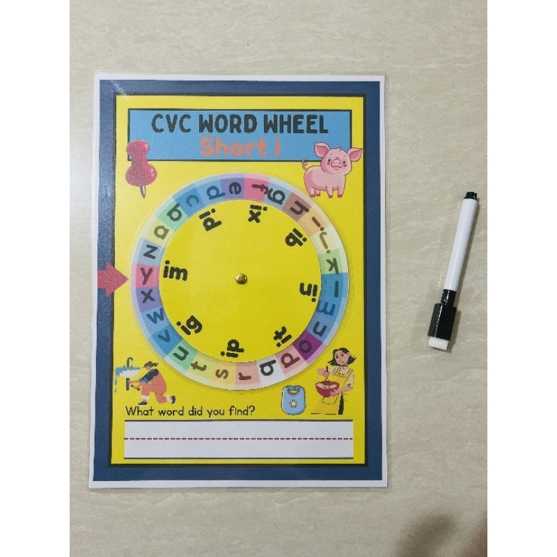 CVC Short Vowel "i" Word Wheel with free marker erasable | Shopee ...