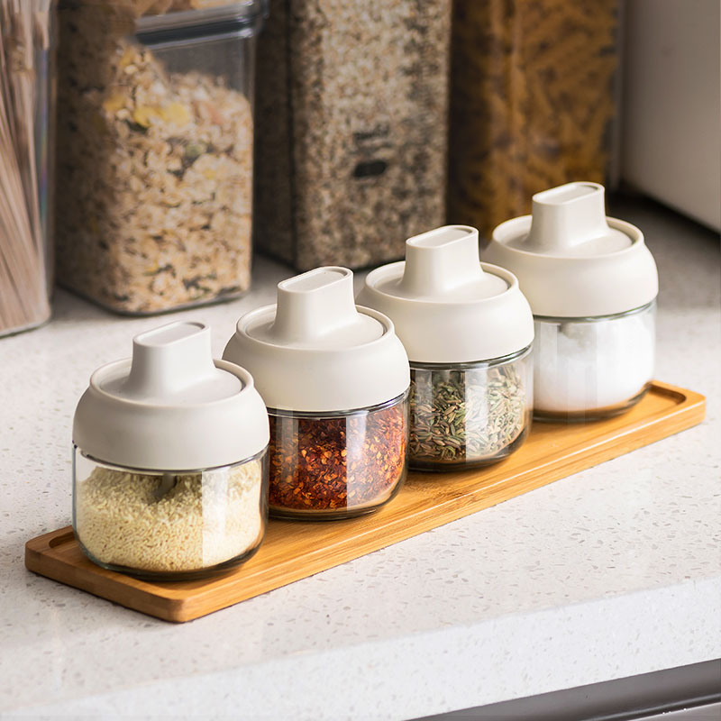 Glass seasoning jar Kitchen home high-end salt and monosodium glutamate ...