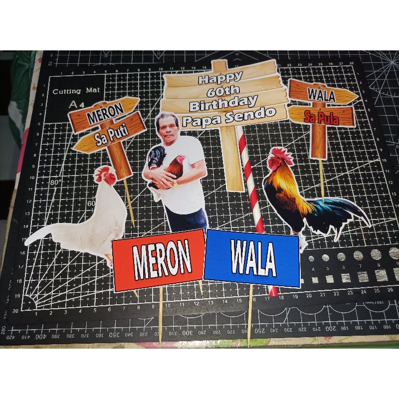 customized photo Printed cake toppers Wala Meron manok father wood ...