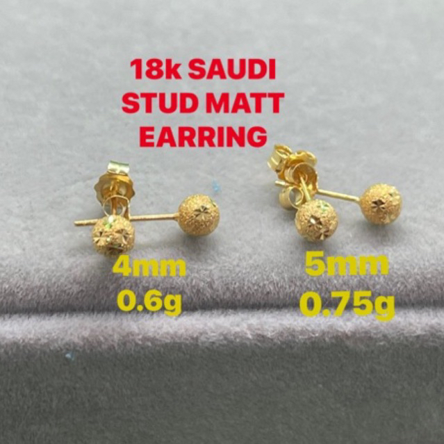 PAWNABLE 18k SAUDI GOLD STUD BALL MATT EARRING | Shopee Philippines