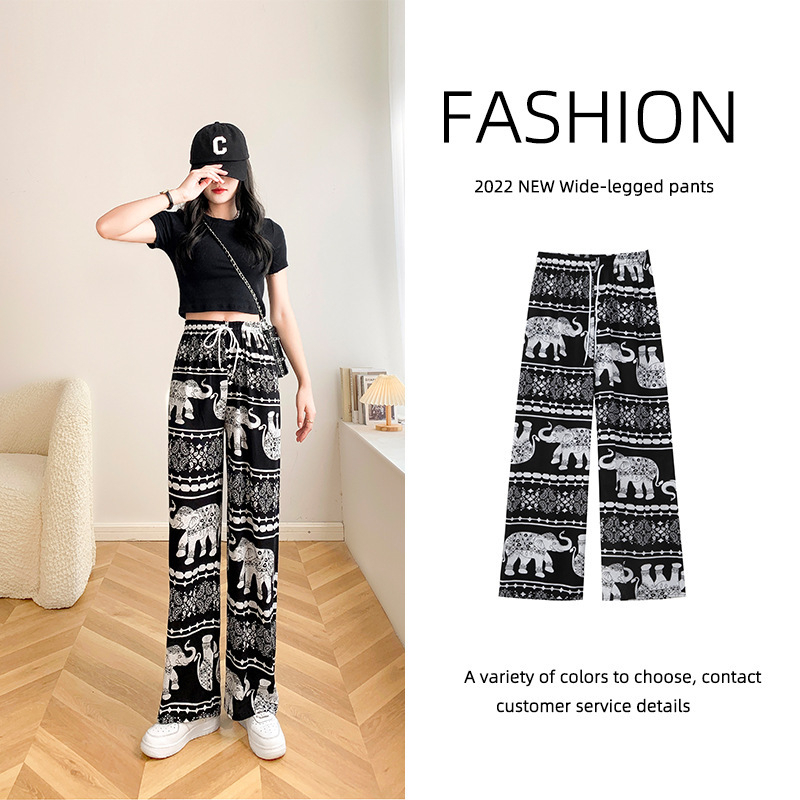 New elephant casual pants beach pants women's pants wide leg pants ...