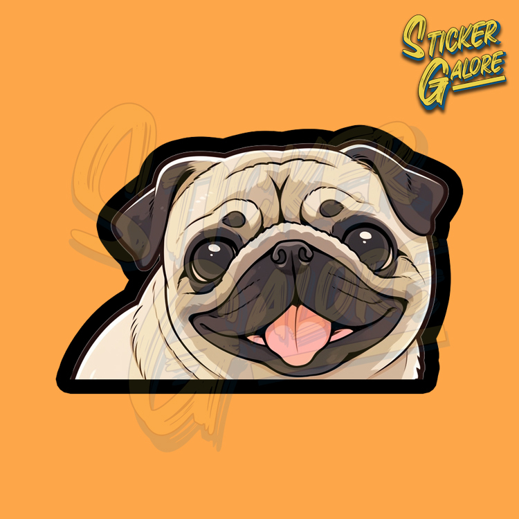 PUG DOG PEEKER STICKERS (WATEPROOF AND SCRATCH PROOF, VINYL LAMINATED ...