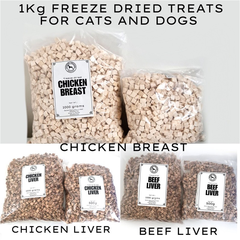 1kg/500g FREEZE DRIED TREATS CHICKEN BREAST, BEEF LIVER, CHICKEN LIVER ...