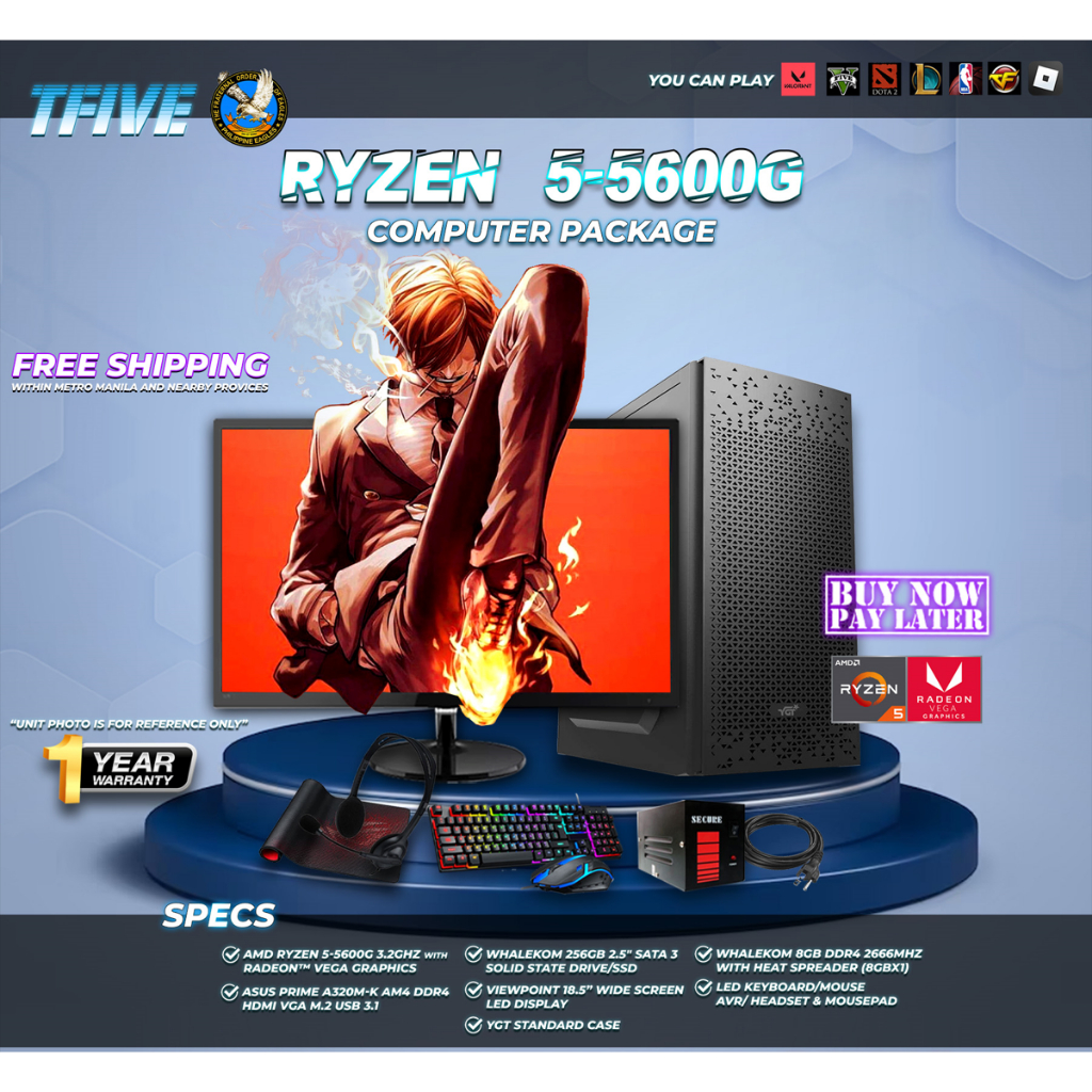 COMPUTER PACKAGE RYZEN 5 5600G with RADEON VEGA GRAPHICS 3.9GHZ 8GB RAM ...