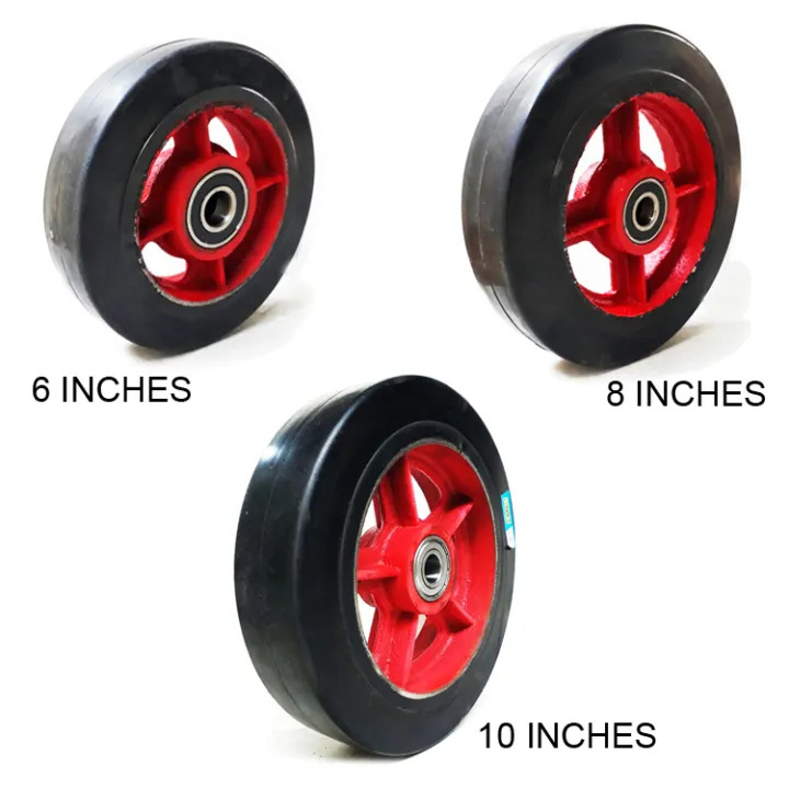 HEAVY DUTY PUSH CART STEEL BODY RUBBER WHEEL 6 INCH / 8 INCH / 10 INCH ...