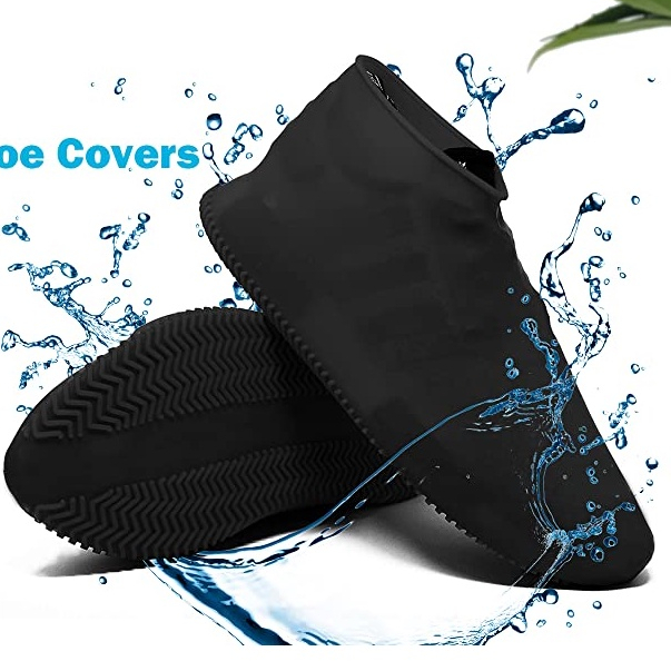 【Fast Delivery】Silicone Waterproof Black Rain Boots Shoes Cover Thick ...