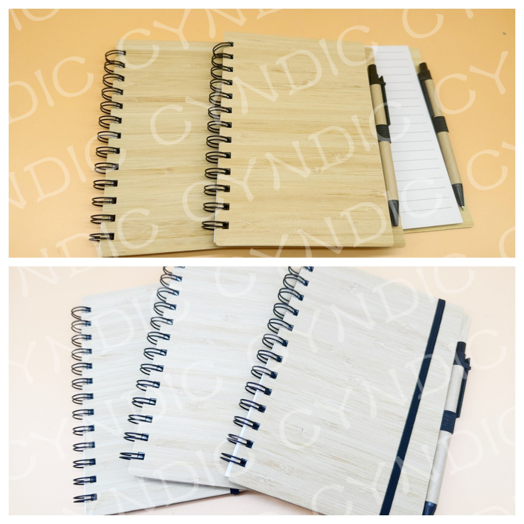 Bamboo Notebook Eco-Friendly Plain with Black Pen or w/ Black Garter ...