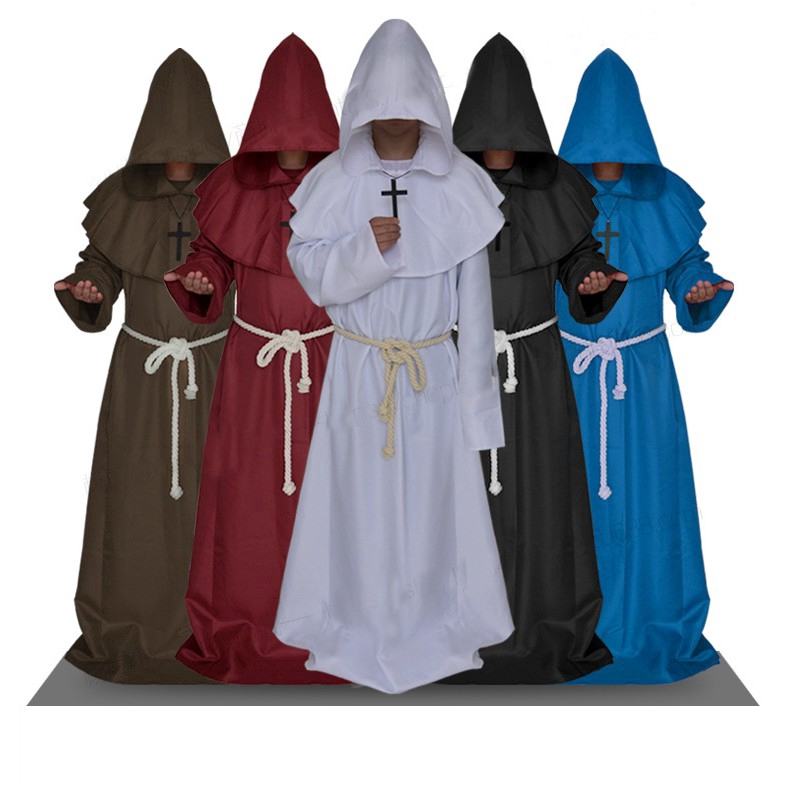 Medieval Monks Hooded Robe Costume Halloween Costume Adult Cosplay for ...