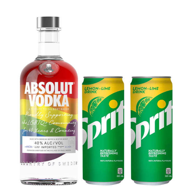 Absolut Vodka Limited Edition Rainbow 1L with FREE 2pcs. Sprite 320ml ...