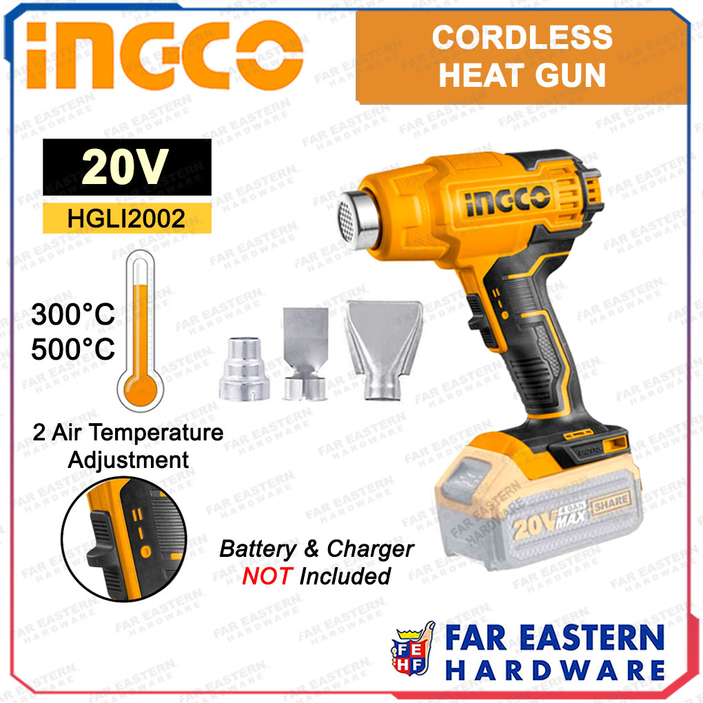 INGCO Cordless Heat Gun 20V HGLI2002 | HGLI20025 INPTCL | Shopee ...